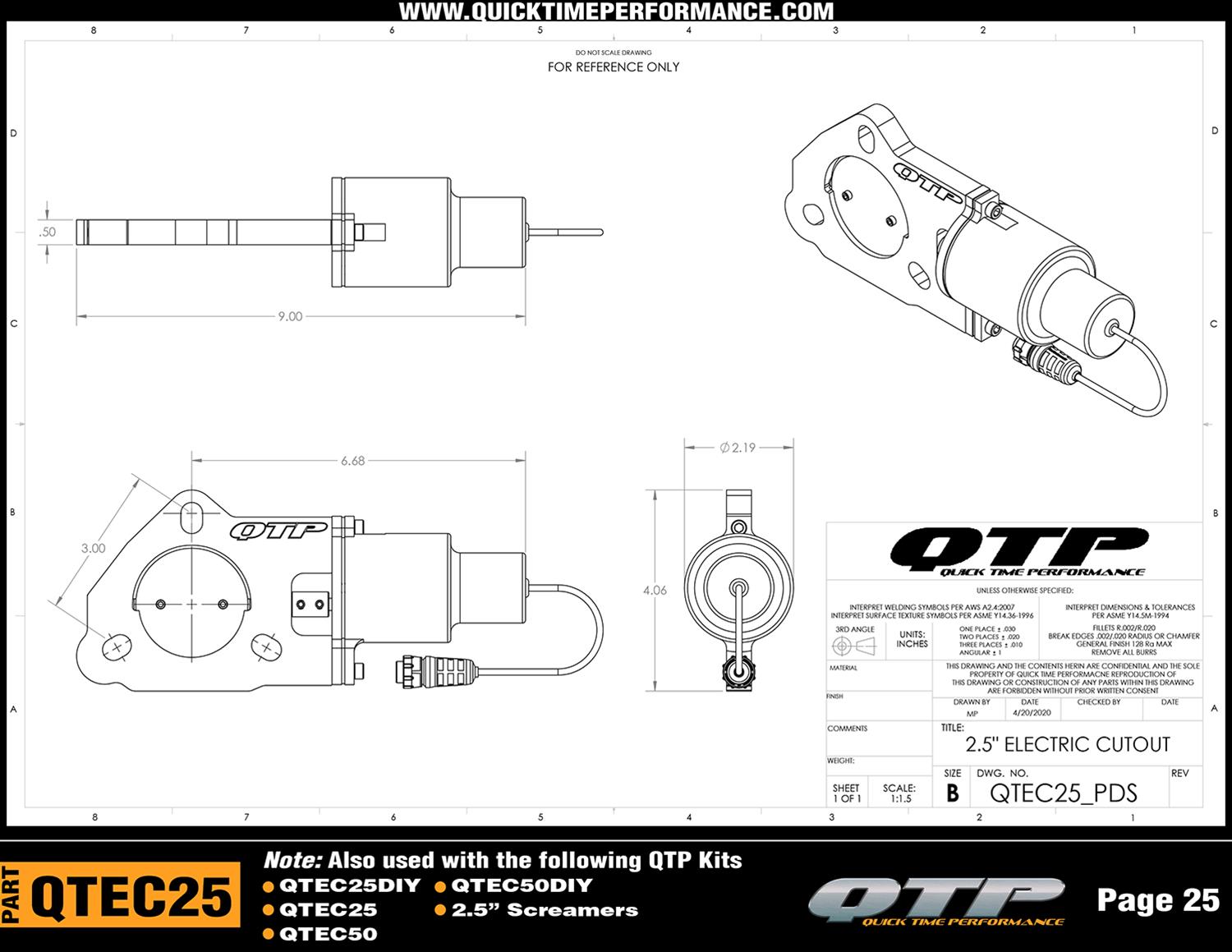 Quick Time Performance QTEC50 Quick Time Performance Electric Exhaust ...