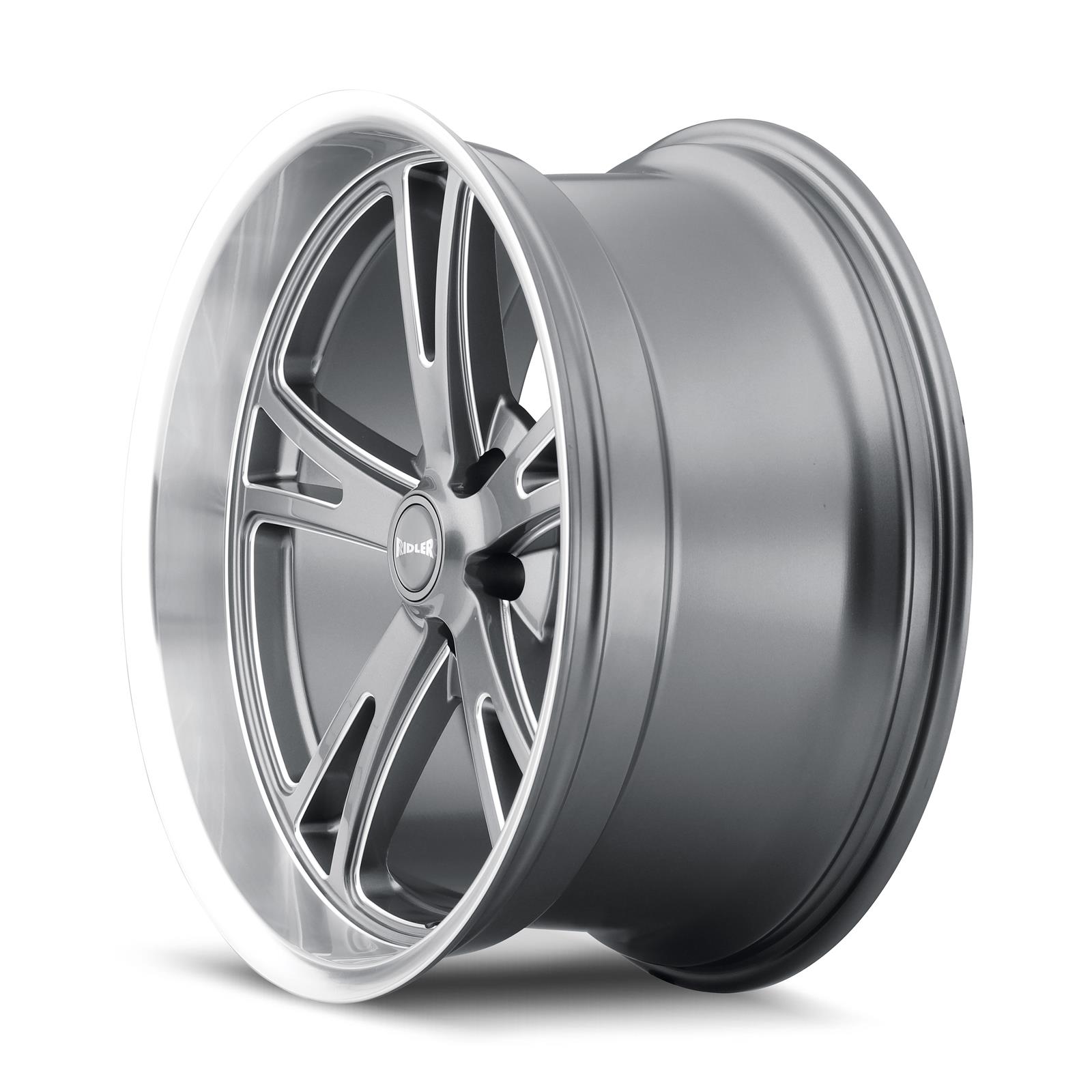 Ridler 606 Series Gloss Gray Wheels with Milled Spokes and Diamond Lip ...