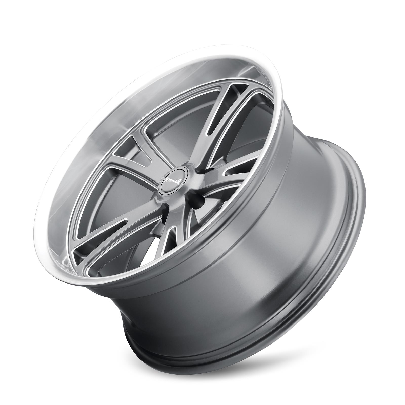 Ridler 606 Series Gloss Gray Wheels with Milled Spokes and Diamond Lip ...