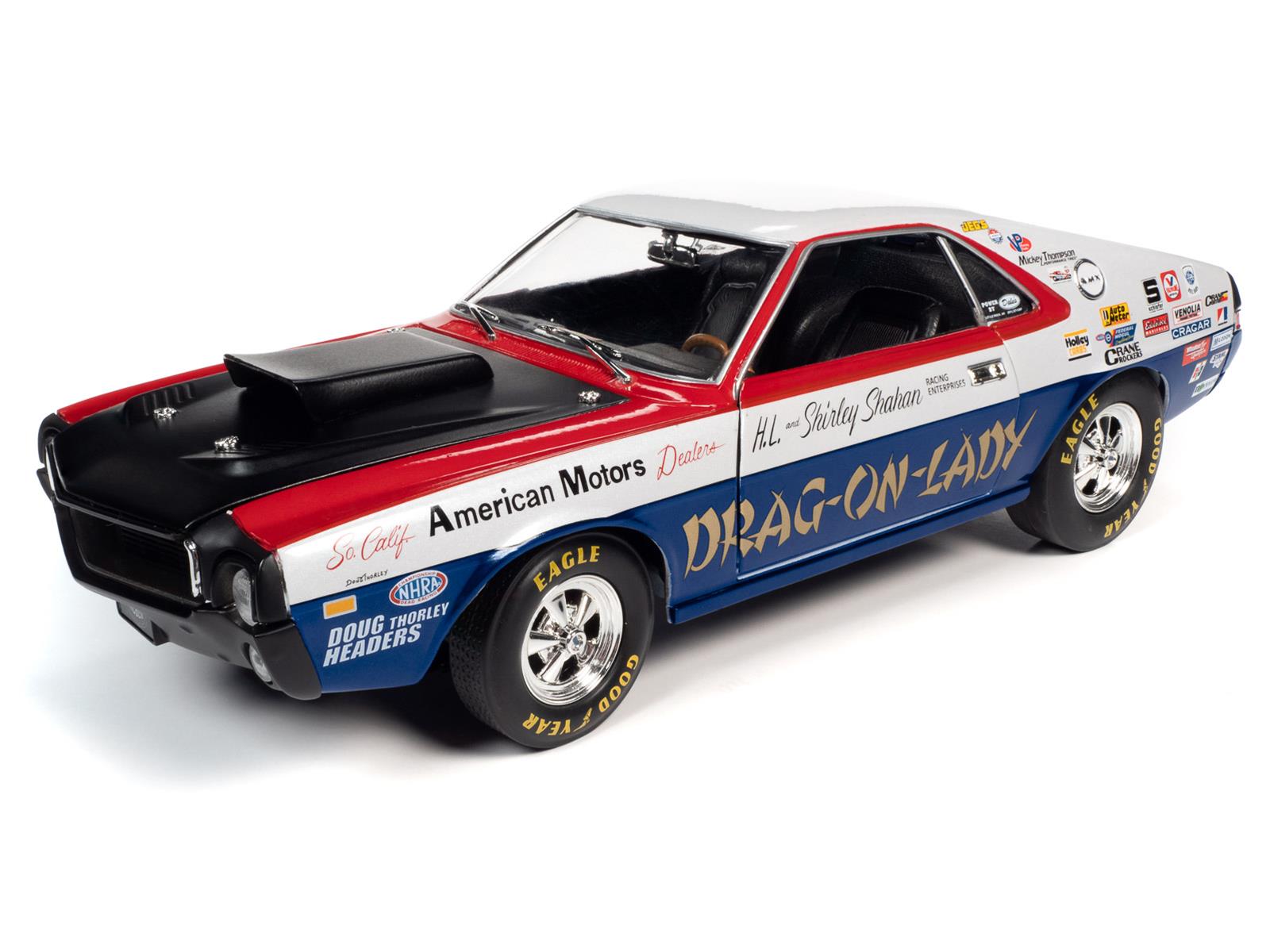 AUTO WORLD AW267 1 18 Scale 1969 AMC AMX Drag On Lady Diecast Model AUTO WORLD AW267 1 18 Scale 1969 AMC AMX Drag On Lady Diecast Model