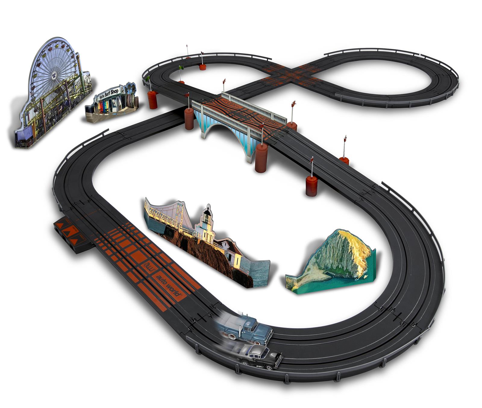 AUTO WORLD SRS331 1:64 Scale California Cruising Slot Car Set | Summit ...