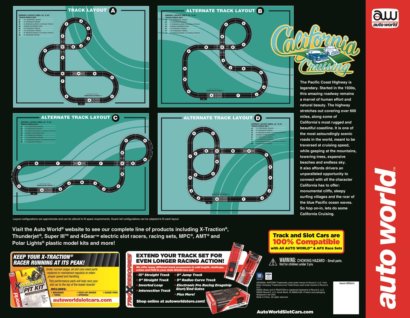 AUTO WORLD SRS331 1:64 Scale California Cruising Slot Car Set | Summit ...