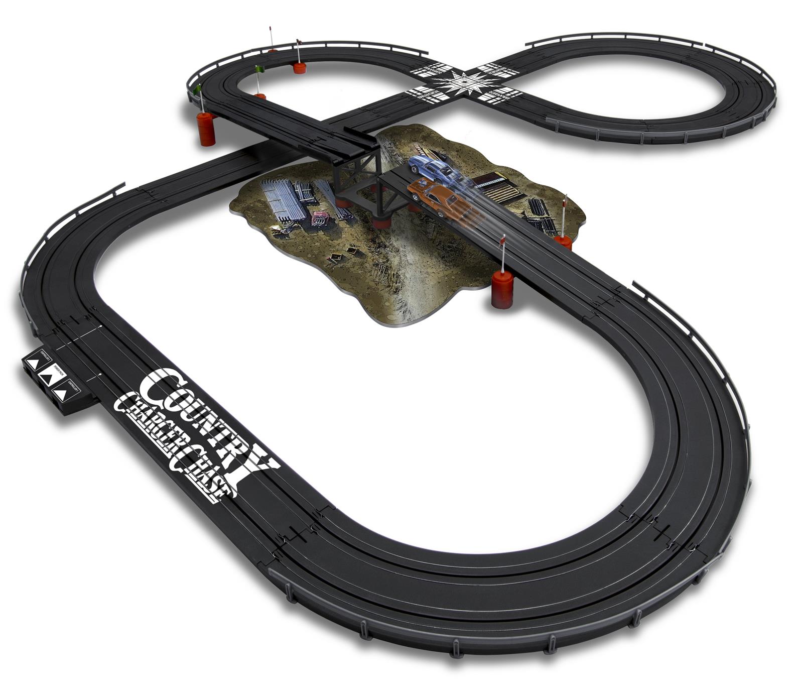 AUTO WORLD SRS335 1:64 Scale Country Charger Chase Slot Car Set ...