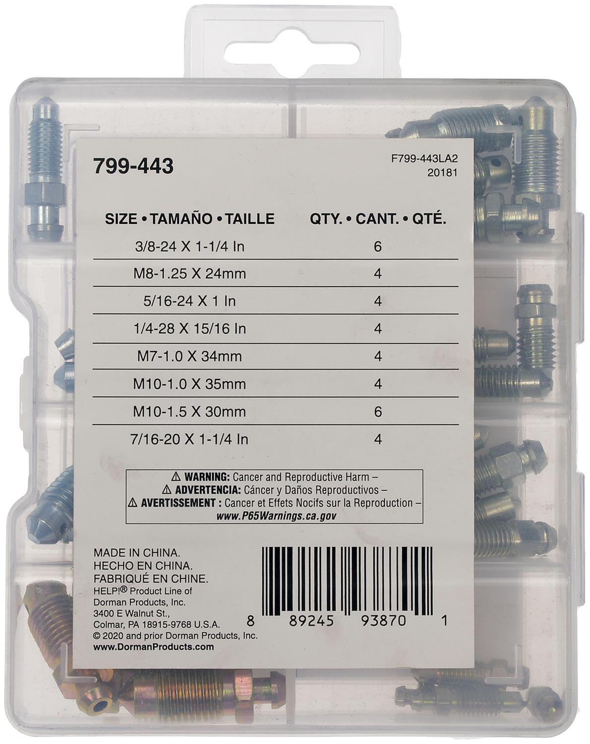 Dorman 799-443 Dorman Brake Bleeder Screw Assortments | Summit Racing