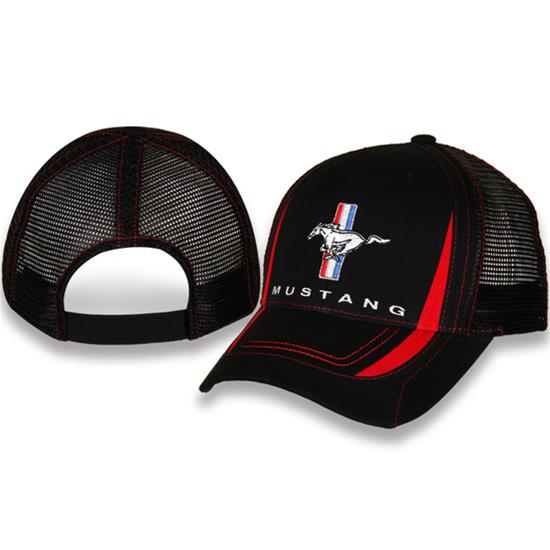 Summit Gifts G1800 Ford Mustang Tri-Bar Black Mesh Cap | Summit Racing