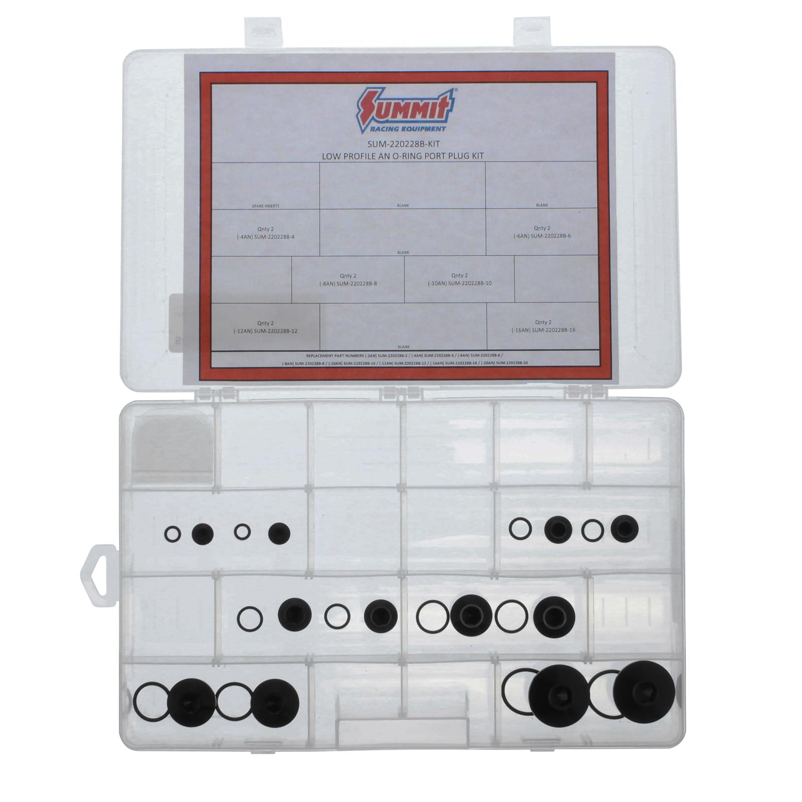 Summit Racing SUM-220228B-KIT Summit Racing™ Low Profile AN O-Ring Port ...