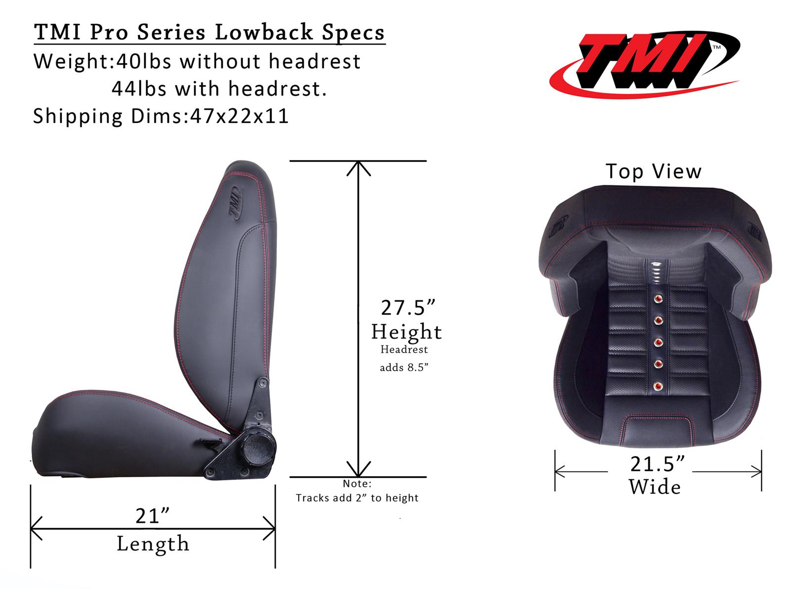 TMI Products 47-7002-2920 TMI Pro-Series Low Back Seats | Summit Racing