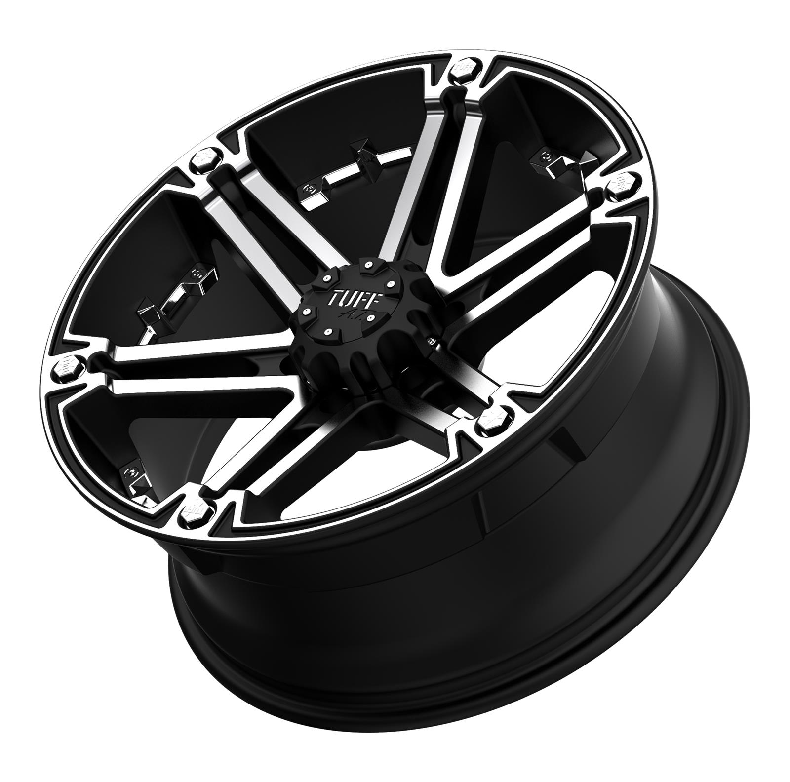 Tuff Wheels T01 Flat Black Wheels with Machined Face and Chrome Inserts ...