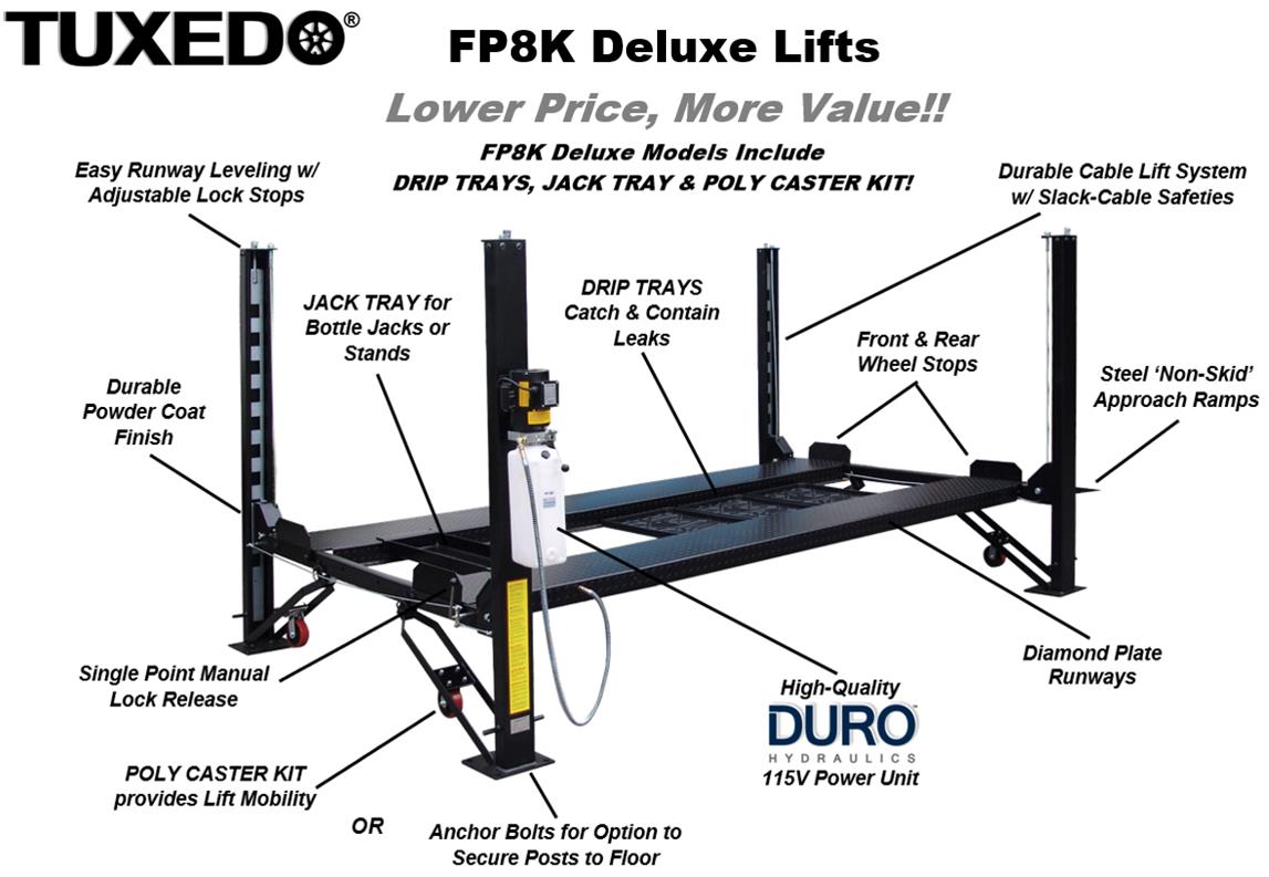 Tuxedo Distributors FP8K-DX Tuxedo FP8K-DX 4-Post Deluxe Storage Lifts ...