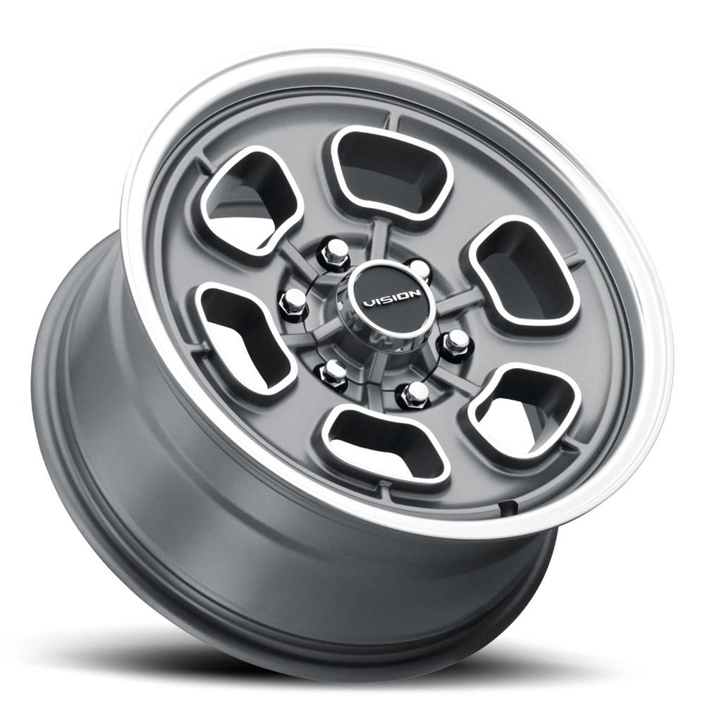 Vision American Muscle 148 Shift Satin Gray Machined Wheels | Summit Racing