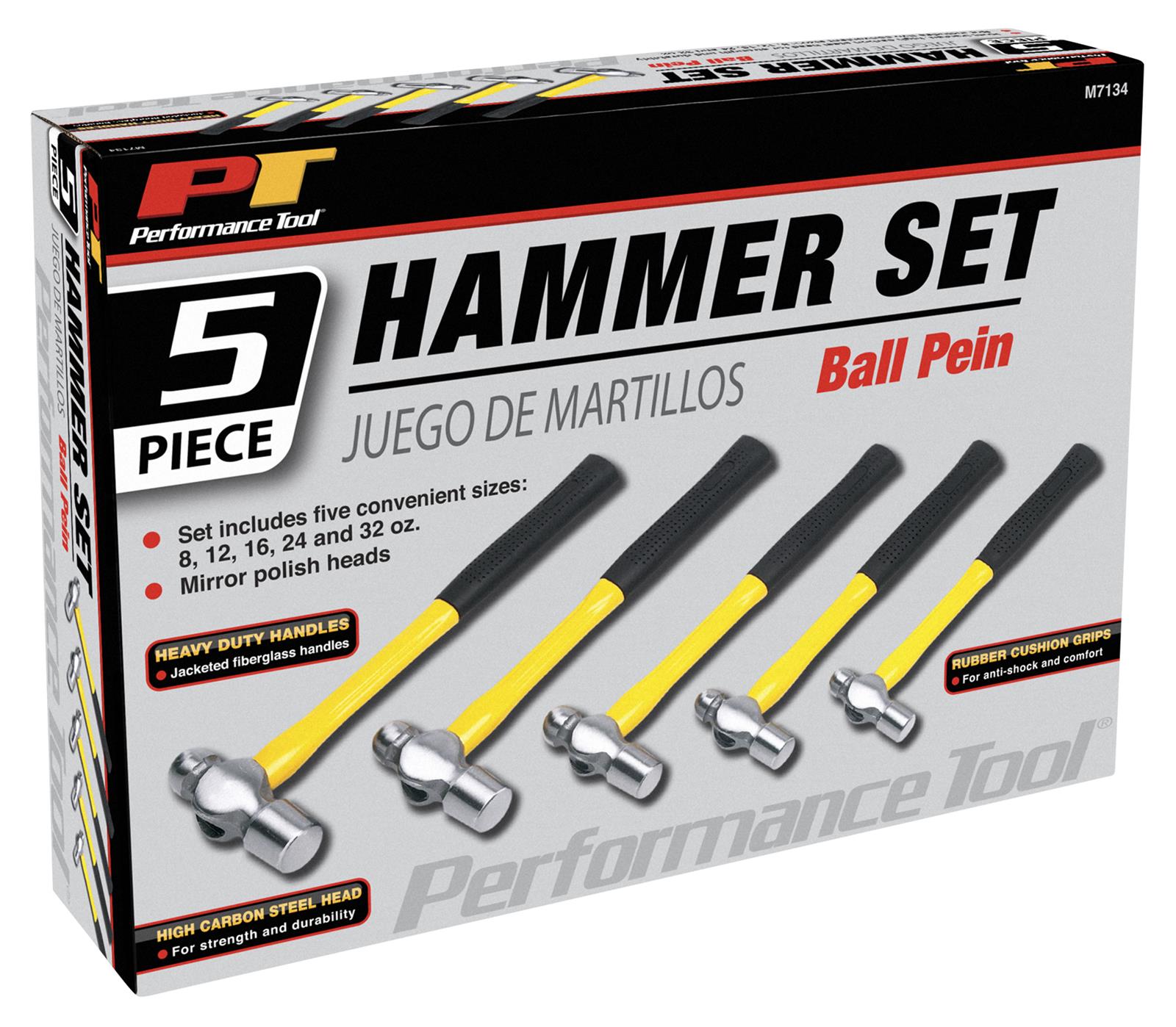 Performance Tool M7134 Performance Tool 5-Piece Ball Peen Hammer Sets ...