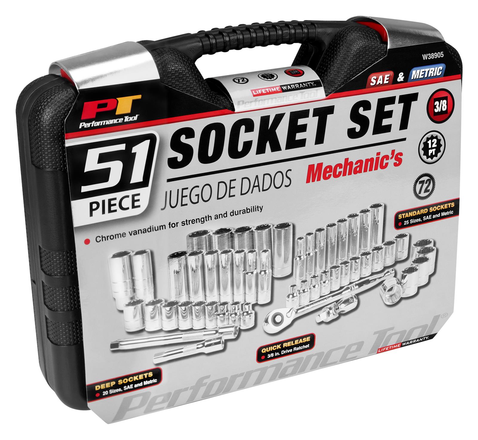 Performance Tool W38905 Performance Tool 51-Piece 3/8 in. Drive ...