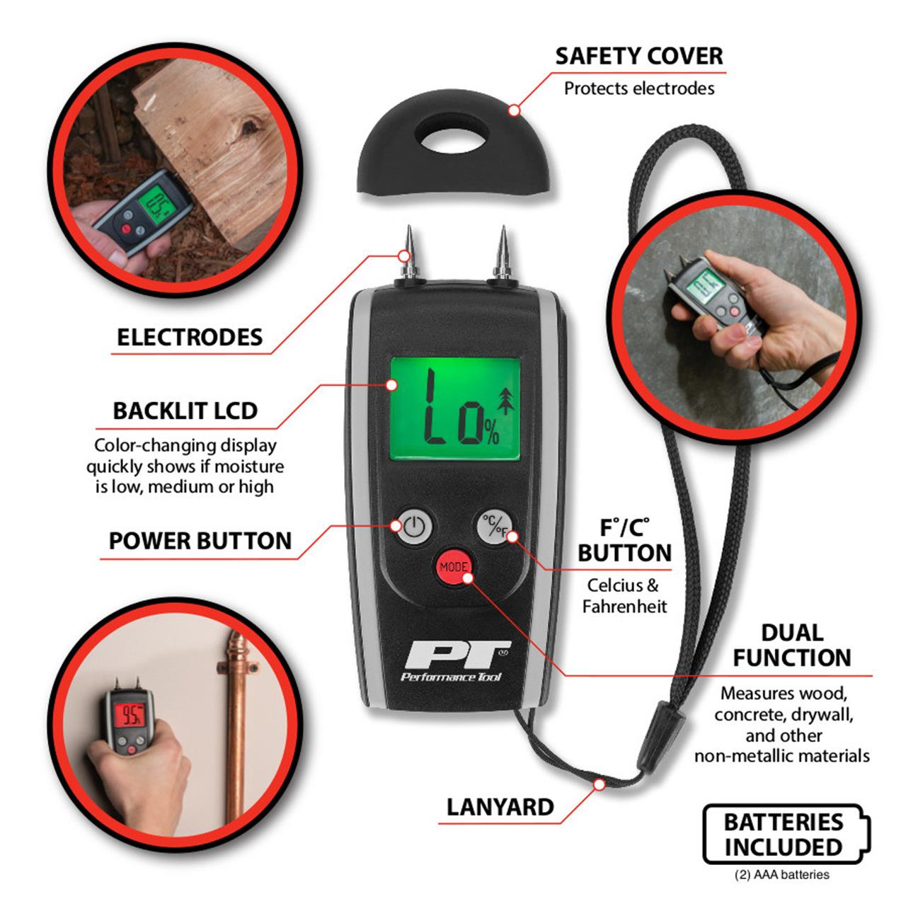 Performance Tool W89718 Performance Tool Digital Moisture Meters ...